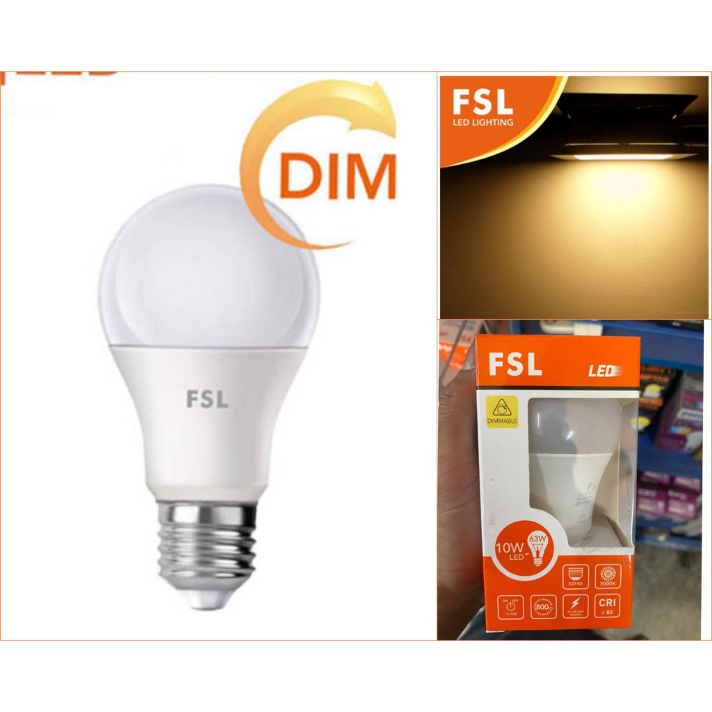 FSL LED Bulb 10W Warmwhite E27 With Dimmable สินค้ามือ 1 พร้อมส่ง ของแท้100% | Shopee Thailand