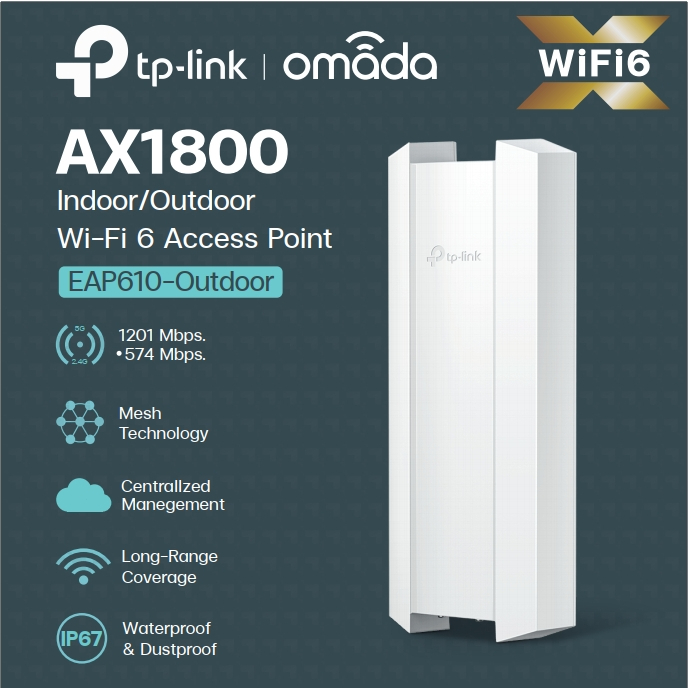 TP-LINK EAP610-Outdoor AX1800 Indoor/Outdoor WiFi 6 Access Point ...