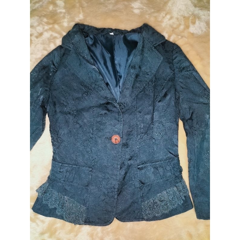 🇰🇷สินค้ามือ 2🇰🇷 blazer ลูกไม้สีเขียวเข้ม🇰🇷 tikiko | Shopee Thailand