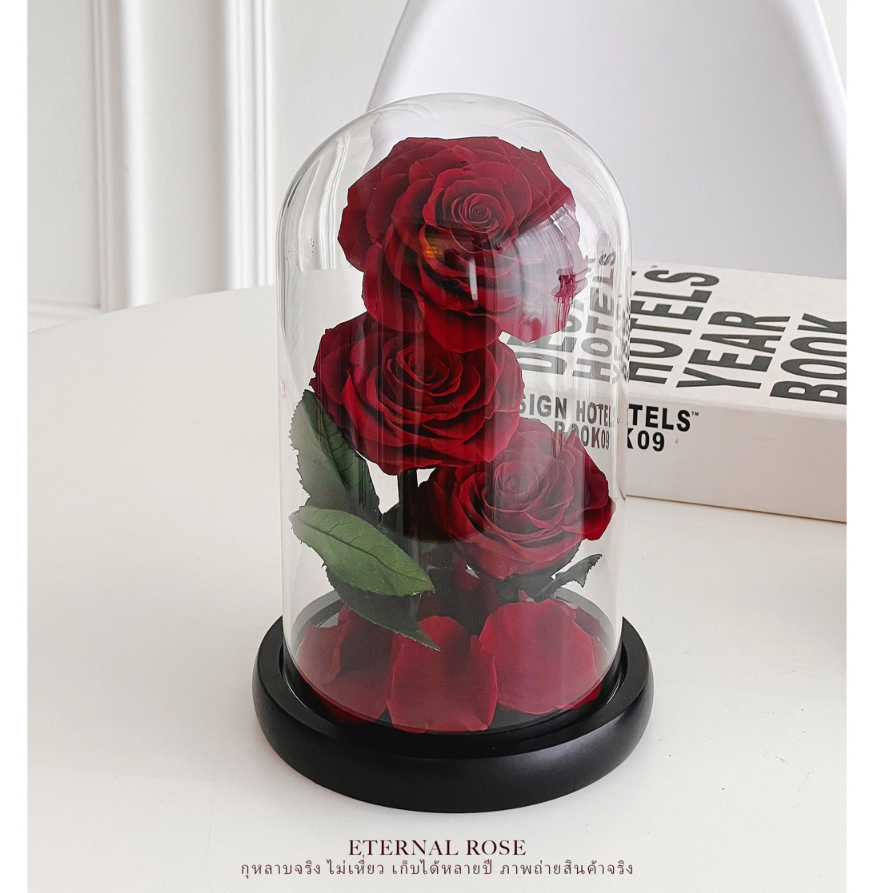 [Eternal.Rose] Size L 22ซม กุหลาบจริงในโหลแก้ว กุหลาบนิรันดร์ ไม่เหี่ยว ...