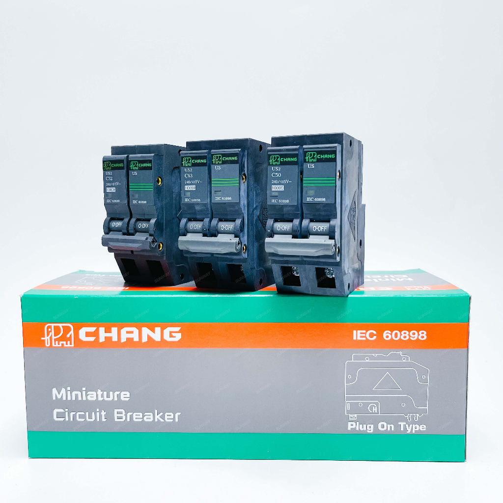 CHANG เมนเบรกเกอร์ 2P MCB แบบ Plugon ขนาด 63A 50A 32A เซอร์กิตเบรคเกอร์ ...