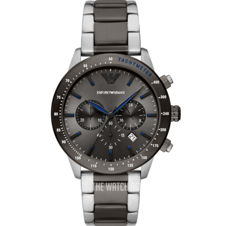 Emporio Armani Men's Chronograph Date Bracelet Strap Watch, Black ...