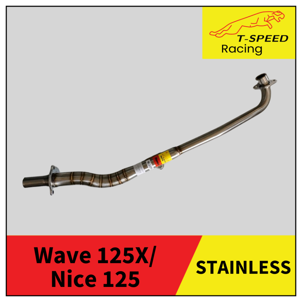 คอท่อWave 125X/ Nice 125 ยาว ใส่ปลายเดิม สแตนเลส ลายปล้อง Size 25/ 28 m ...
