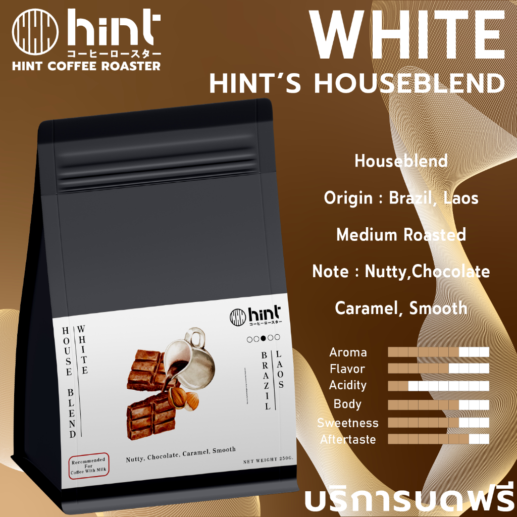 Hint Coffee Roaster เมล็ดกาแฟคั่ว House Blend White คั่วกลาง (Medium ...