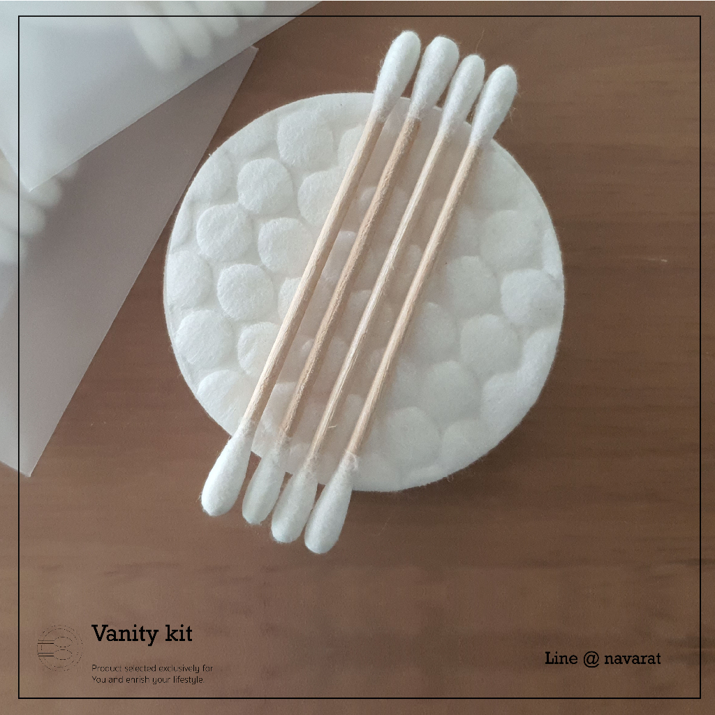 Vanity kit ชุดทำความสะอาด [สำลีก้าน 4 ก้าน & สำลีแผ่นกลม 2 แผ่น] บรรจุ ...