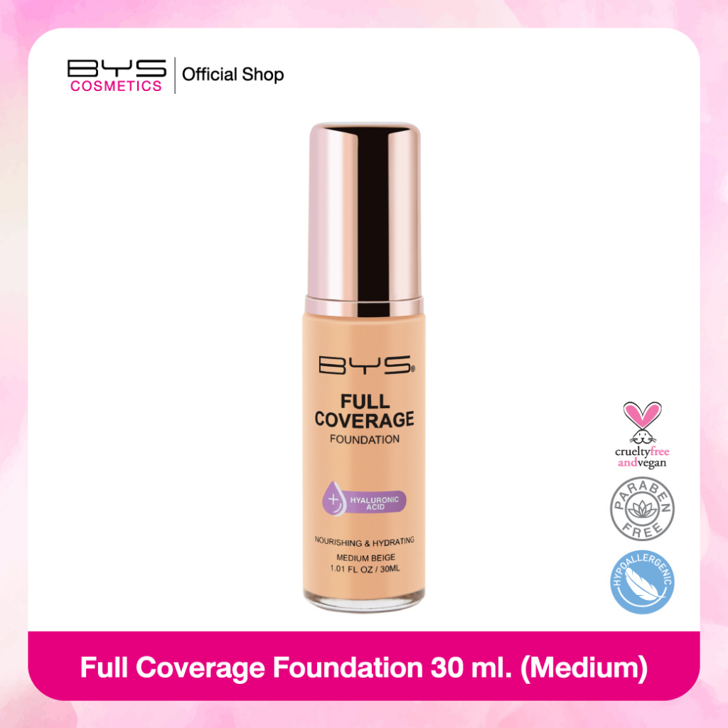 (ส่งฟรี) BYS Cosmetics Full Coverage Foundation 30 ml. รองพื้นปกปิดได้ ...