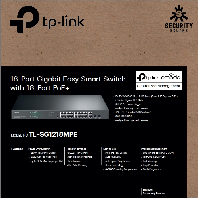 TP-Link รุ่น TL-SG1218MPE 18-Port Gigabit Easy Smart Switch with 16-Port PoE+ | Shopee Thailand