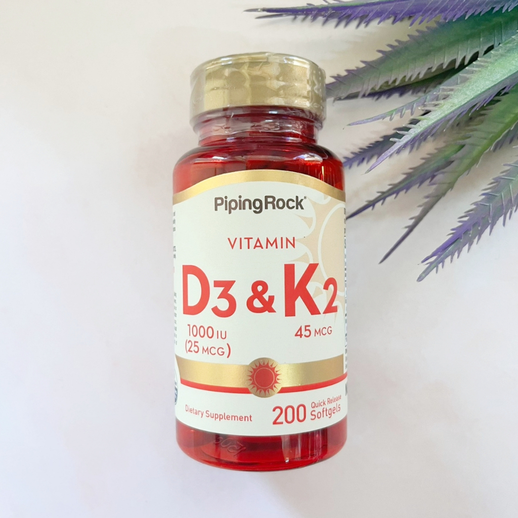 [Piping Rock®] Vitamin D3 1000IU 25 mg & K2 45 mcg 200 Quick Release Softgels วิตามิน | Shopee ...
