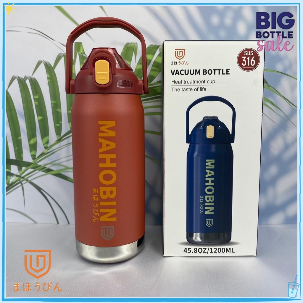 Mahobin แก้วเก็บความเย็น กระบอกน้ำ ขนาด1000 ML / 1200ML สแตนเลส sus316 V4 | Shopee Thailand