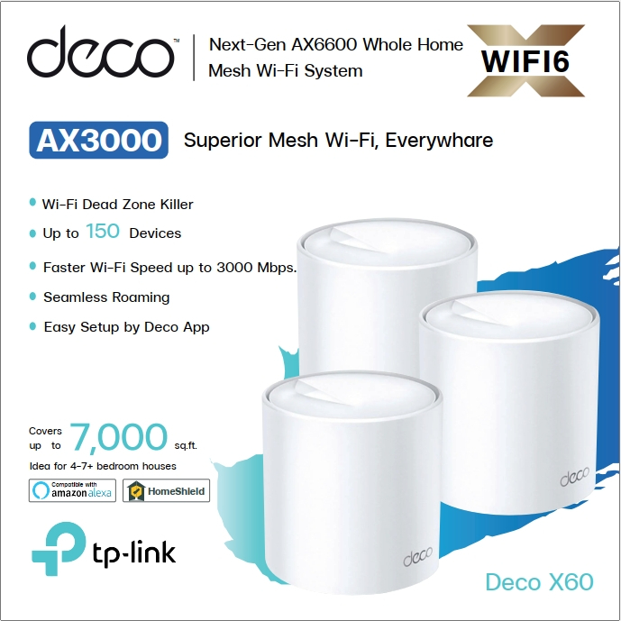 (Pack 3) TP-LINK Deco X60 AX3000 Whole Home Mesh Wi-Fi System | Shopee ...