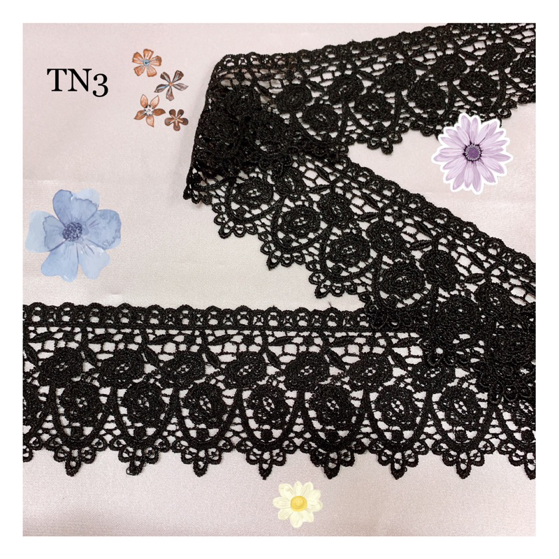 ลูกไม้แทตสีดำต่อริมชายกระโปรงหรืออื่นๆTN3 | Shopee Thailand