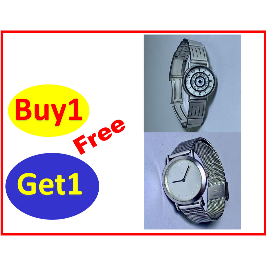 PREYA นาฬิกาสวิสควอทซ์มือสอง ซื้อ1แถม1 ตัวเรือนสแตนเลส หน้าปัดกระจกกัน ...