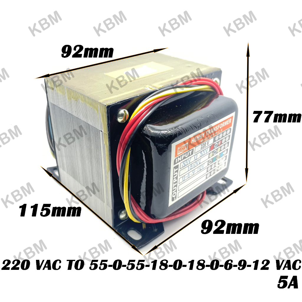 Transformer หม้อแปลงไฟฟ้า Input 220VAC Output 48VAC 55-0-55-18-0-18-0-6 ...