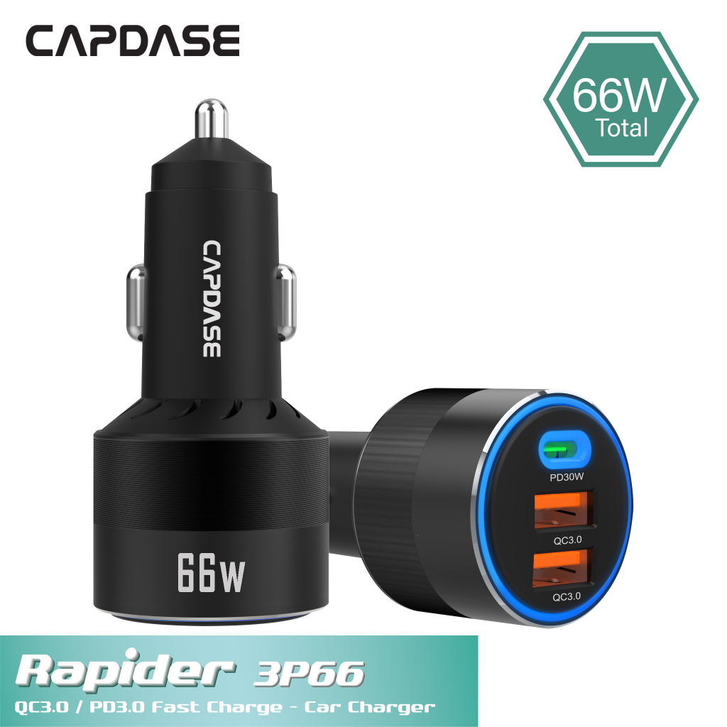 Capdase Rapider 3P66 QC 3.0 / PD 3.0 - 66W Car Charger | Shopee Thailand