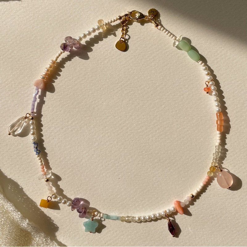 Anya Necklace with semiprecious gemstone (one of a kind) | Shopee Thailand