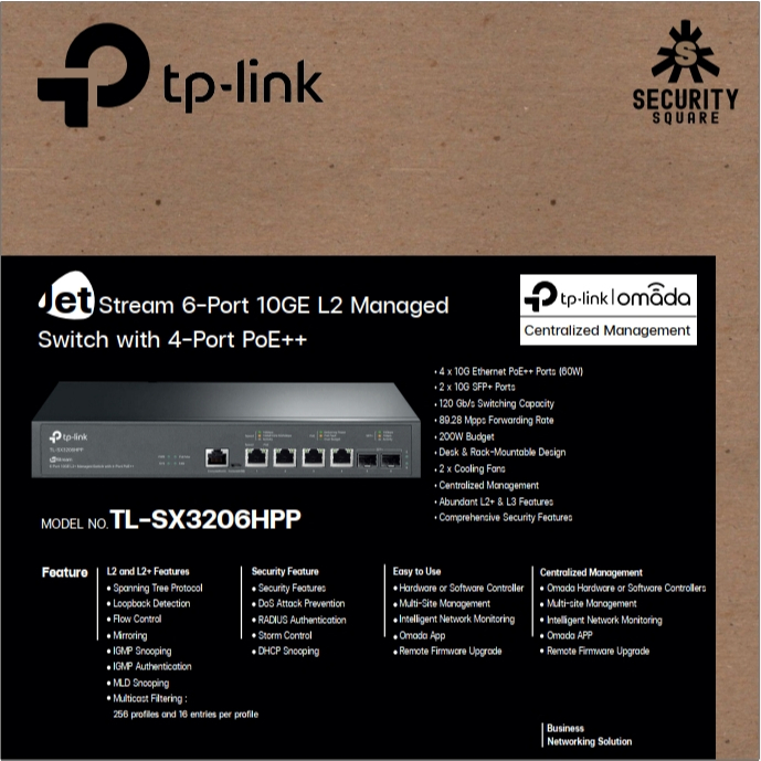 TP-Link TL-SX3206HPP Specs Interfaces Inputs/Outputs 4 x 10Gb Ethernet ...