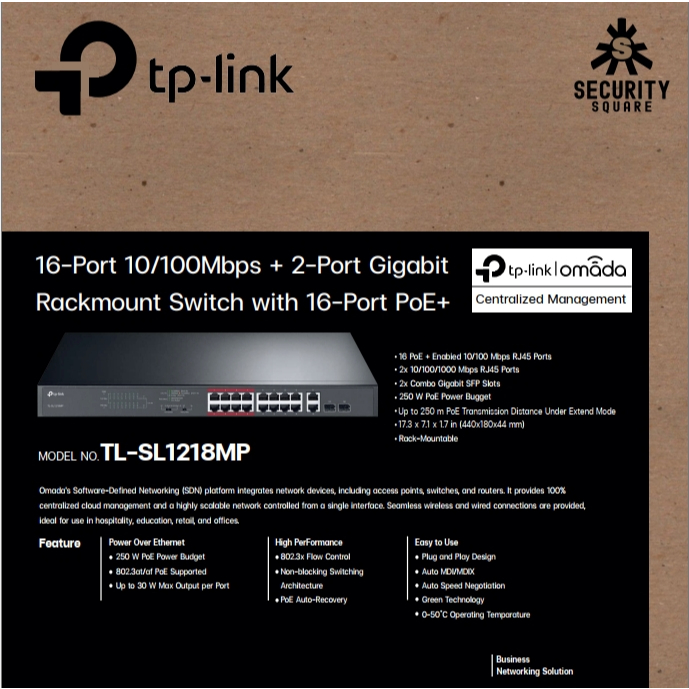 TP-Link รุ่น TL-SL1218MP 16-Port 10/100Mbps + 2-Port Gigabit Unmanaged PoE Switch | Shopee Thailand