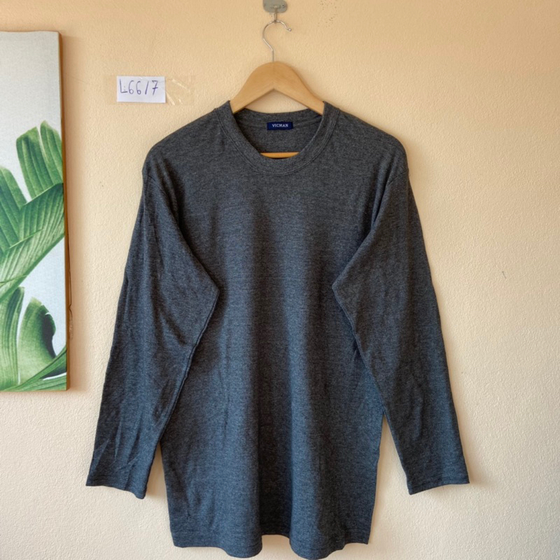 Vicman เสื้อยืดแขนยาวสีเทา ผ้าดี สภาพใหม่ | Shopee Thailand
