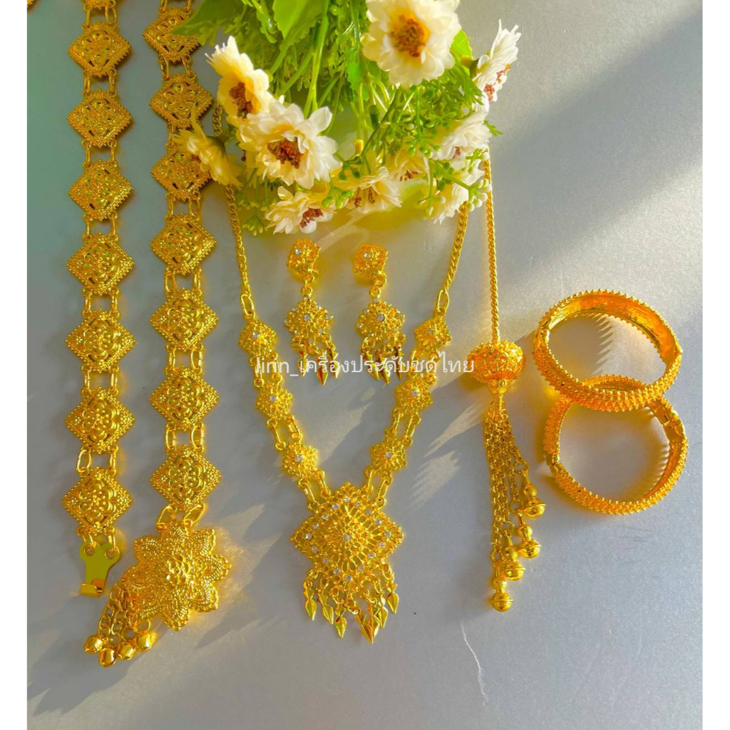 ชุด เซ็ต เครื่อง ประดับ ชุด ไทย สี ทองสำหรับเด็ก | Shopee Thailand
