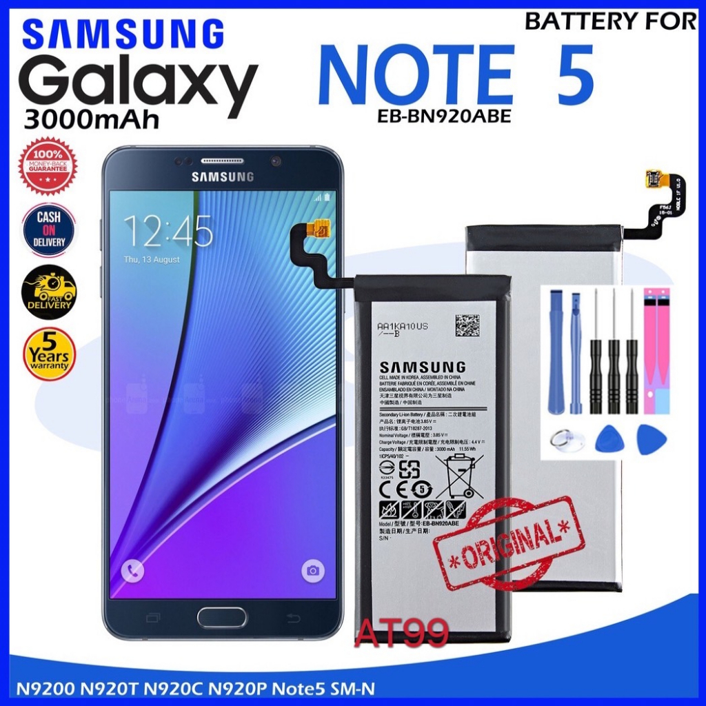 แบตเตอรี่ แท้ Samsung Galaxy Note 5 Note5 N9200 EB-BN920ABE 3000mAh แบต Samsung Note 5 พร้อมชุด ...