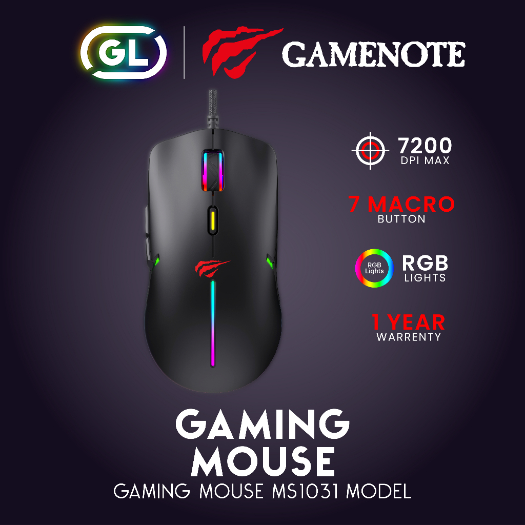 Gamenote Gaming mouse รุ่น MS1031 macro เม้าส์เกมมิ่ง สำหรับเล่นเกมส์ ...