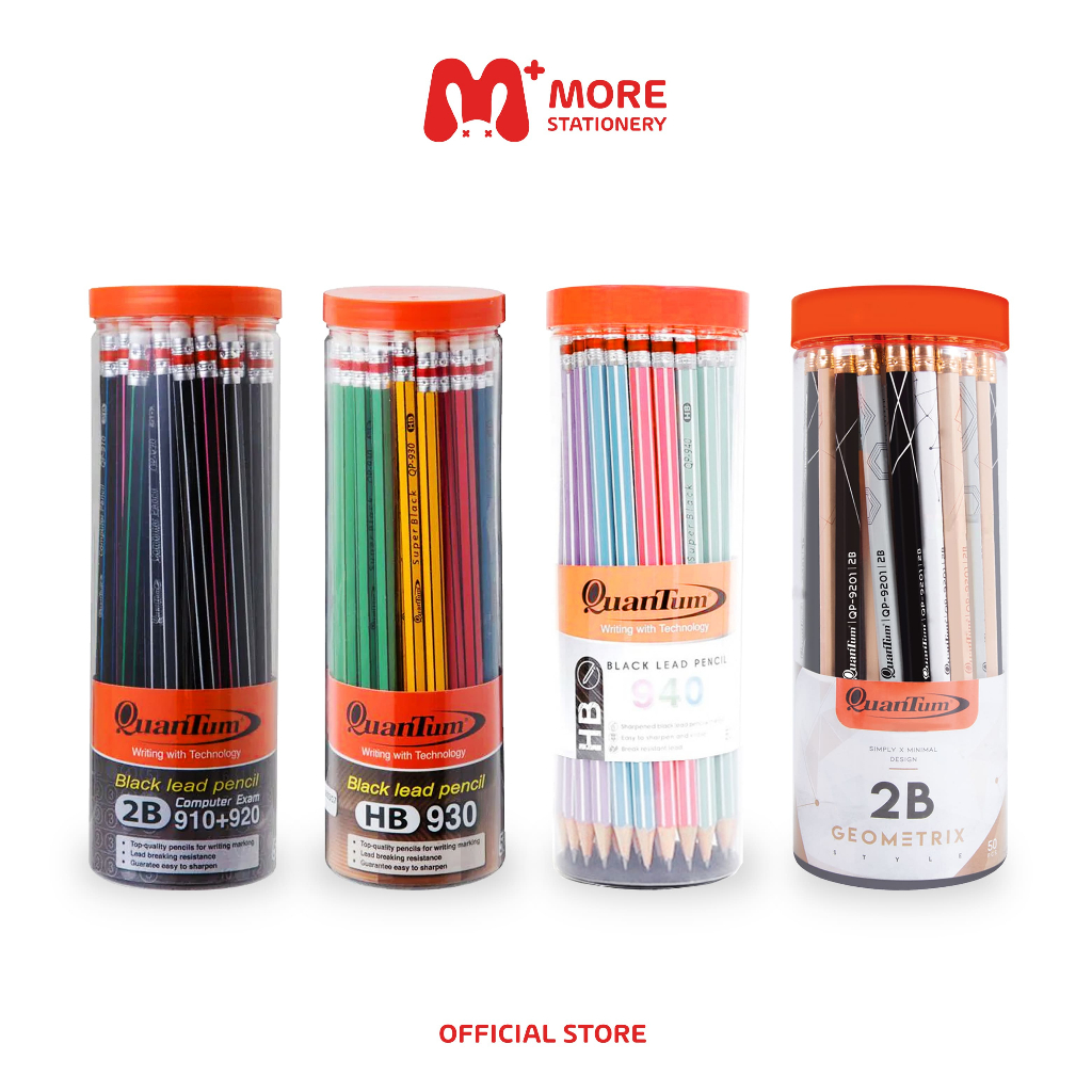 Quantum (ควอนตัม) ดินสอ 2B HB รุ่น QP910+920 , QP930 , QP940 , QP9201 (กระบอก 50 แท่ง) | Shopee ...