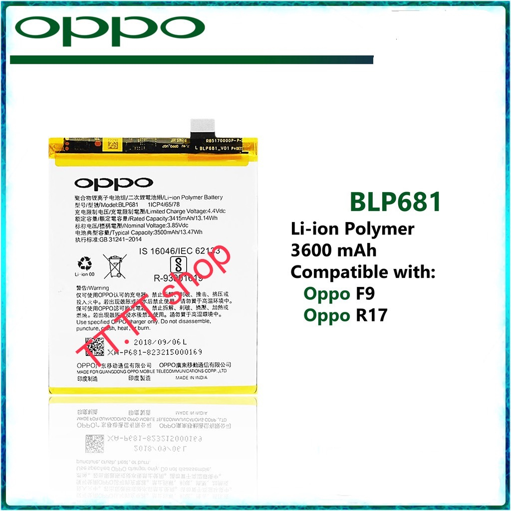 แบตเตอรี่ Oppo F9 / F9 Pro / R17 / Realme 2 Pro BLP681 BLP681 3500mAh ...