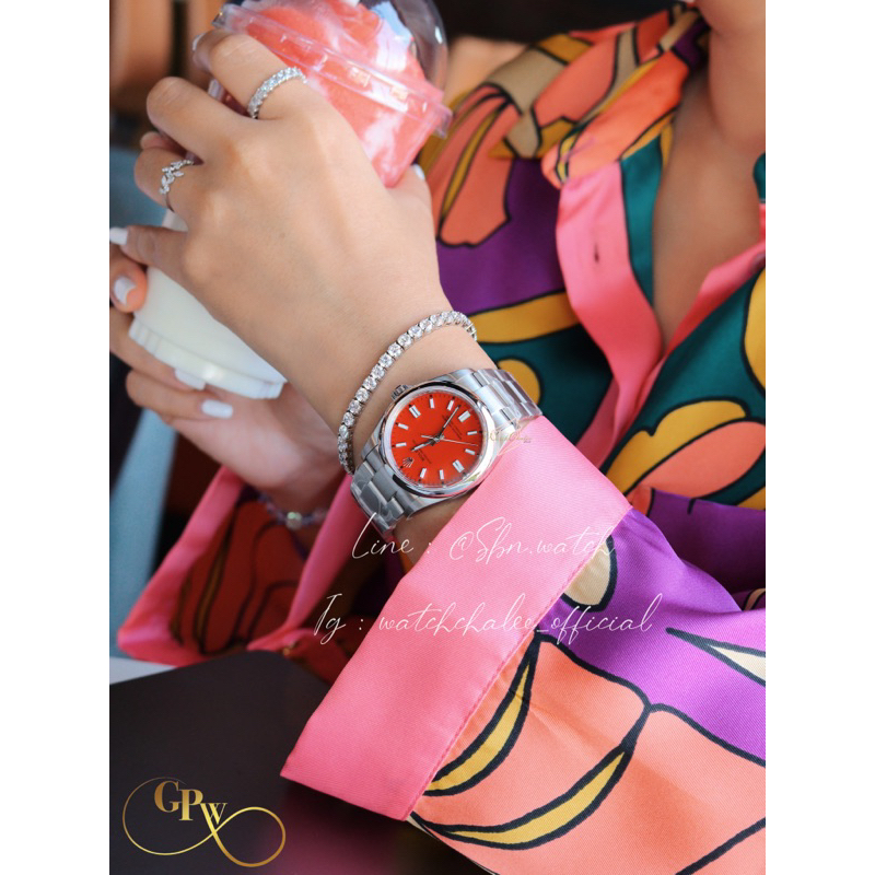 Rolex OP 36 mm. Red color Automatic Swiss movement | Shopee Thailand