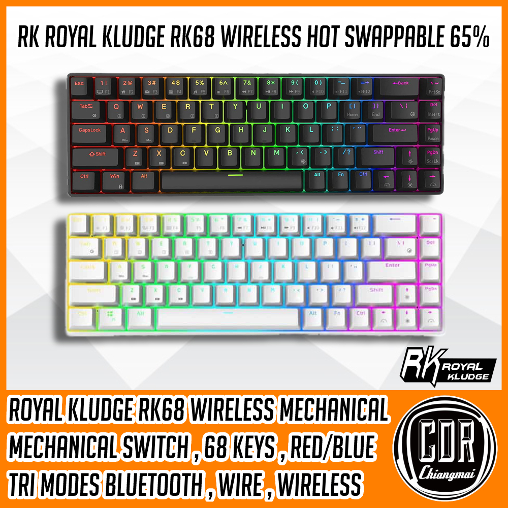 Royal Kludge RK68 68Keys Hotswap Mechanical Switch Keyboard คีย์บอร์ด65 ...