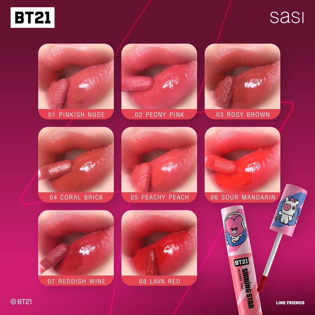 ลิปทินท์ ศศิ ชายนิ่ง สตาร์ กลาสซี่ ทินท์ Sasi x BT21 Shining Star Glassy Tint 3g. | Shopee Thailand