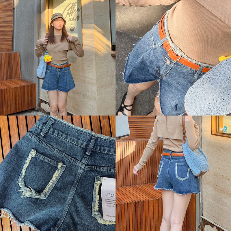 (พร้อมส่ง) Ruby short jeans กางเกงยีนส์ขาสั้นเอวสูง | Shopee Thailand
