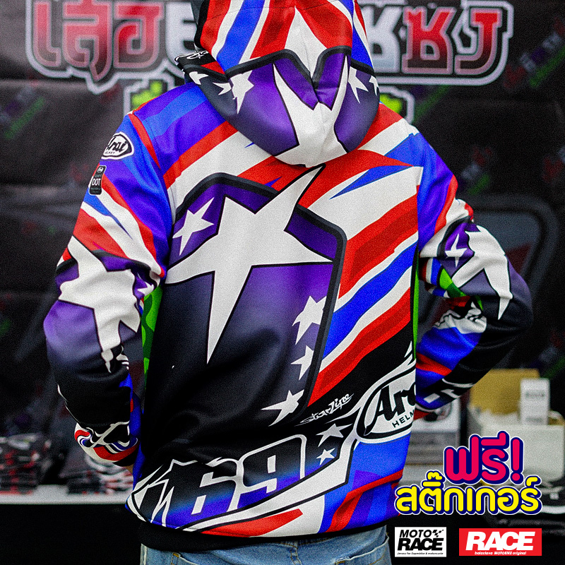 KGNPRO เสื้อฮู้ด Hayden69 อาราอิ ใส่ขับรถ กันแดด กันลม เสื้อฮู้ดพิมพ์ลาย Motorcycle Jacket ...
