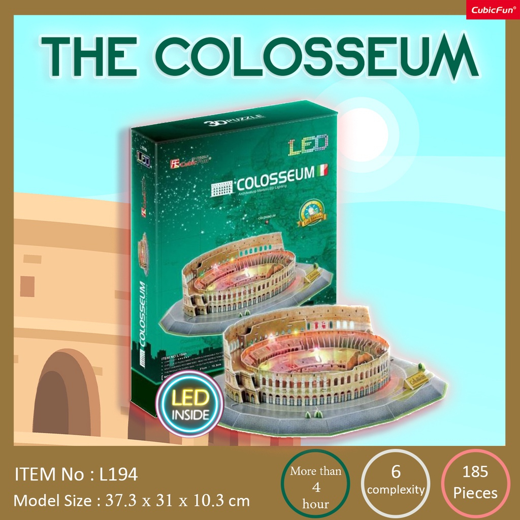 จิ๊กซอว์ 3 มิติ สนามโคลอสเซียม The Colosseum LED L194 แบรนด์ Cubicfun ...