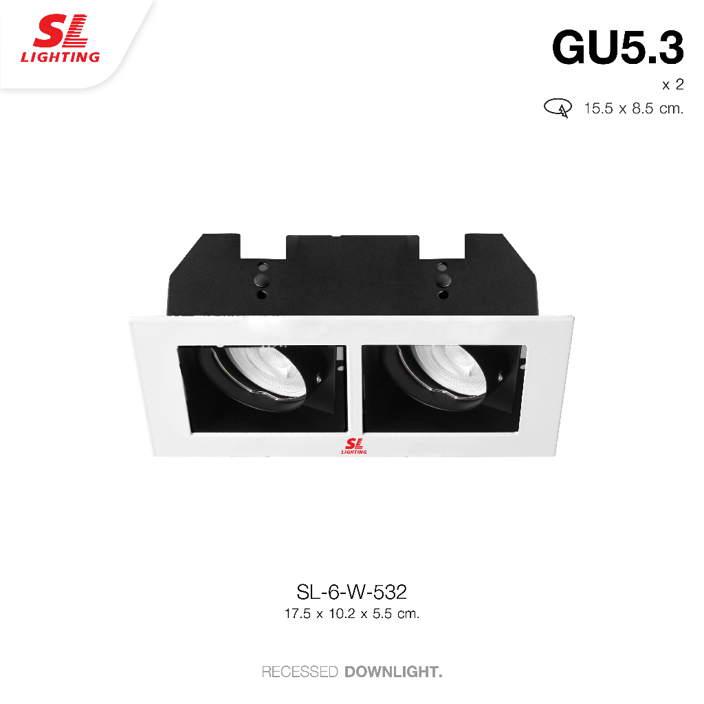 SL LIGHTING | Recessed Downlight โคมไฟดาวน์ไลท์ แบบฝังฝ้า 2 ช่อง ทรง ...