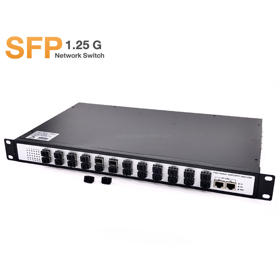 Gigabit SFP Fiber Switch 24 Port (SFP 1.25G) + 2 Gigabit Ethernet ...