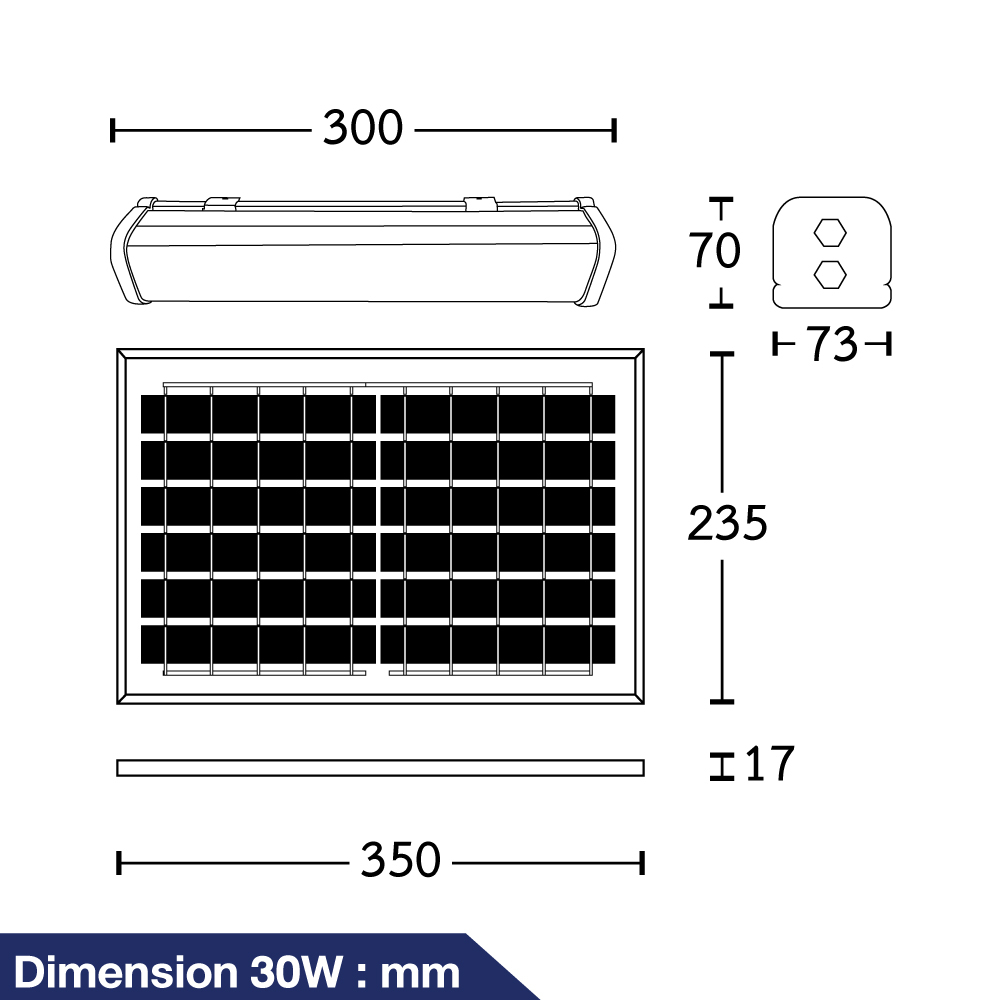 BEC โคมไฟ LED กันน้ำ กันฝุ่น โซล่าเซลล์ Batten รุ่น Tiger 30W 60W ...