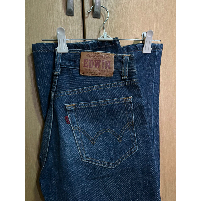 กางเกงยีนส์เข้มแบรนด์ edwin แท้ ทรงกระบอก ขาม้า | Shopee Thailand