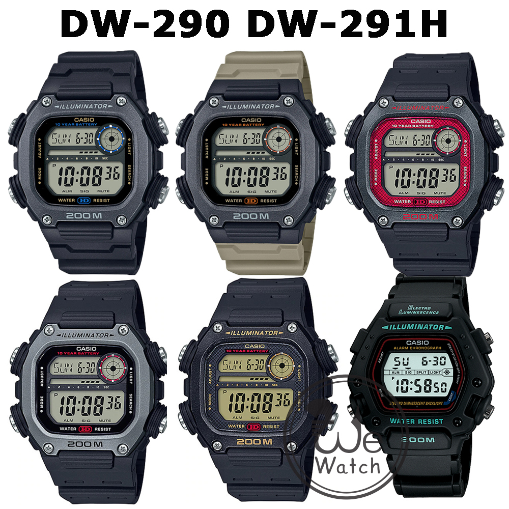 CASIO ของแท้ รุ่น DW-290 DW-291H นาฬิกา DIGITAL สายเรซิ่น พร้อมกล่องและ ...
