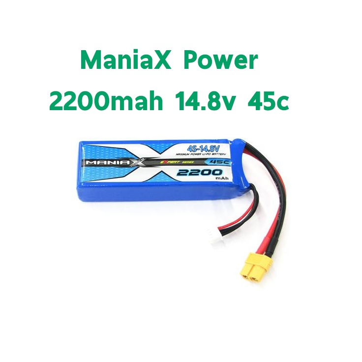 แบตเตอรี่ลิโพ ManiaX Power 2200mah (14.8V)(4เซล) 45C แบตลิโพ lipo ...