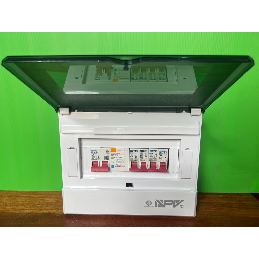 ตู้คอนซูมเมอร์ ตู้ควบคุมไฟ กันดูด NPV 4 ช่อง พร้อมเมน RCBO 32A, 50A หรือ 63A และเบอร์เกอร์ย่อย ...