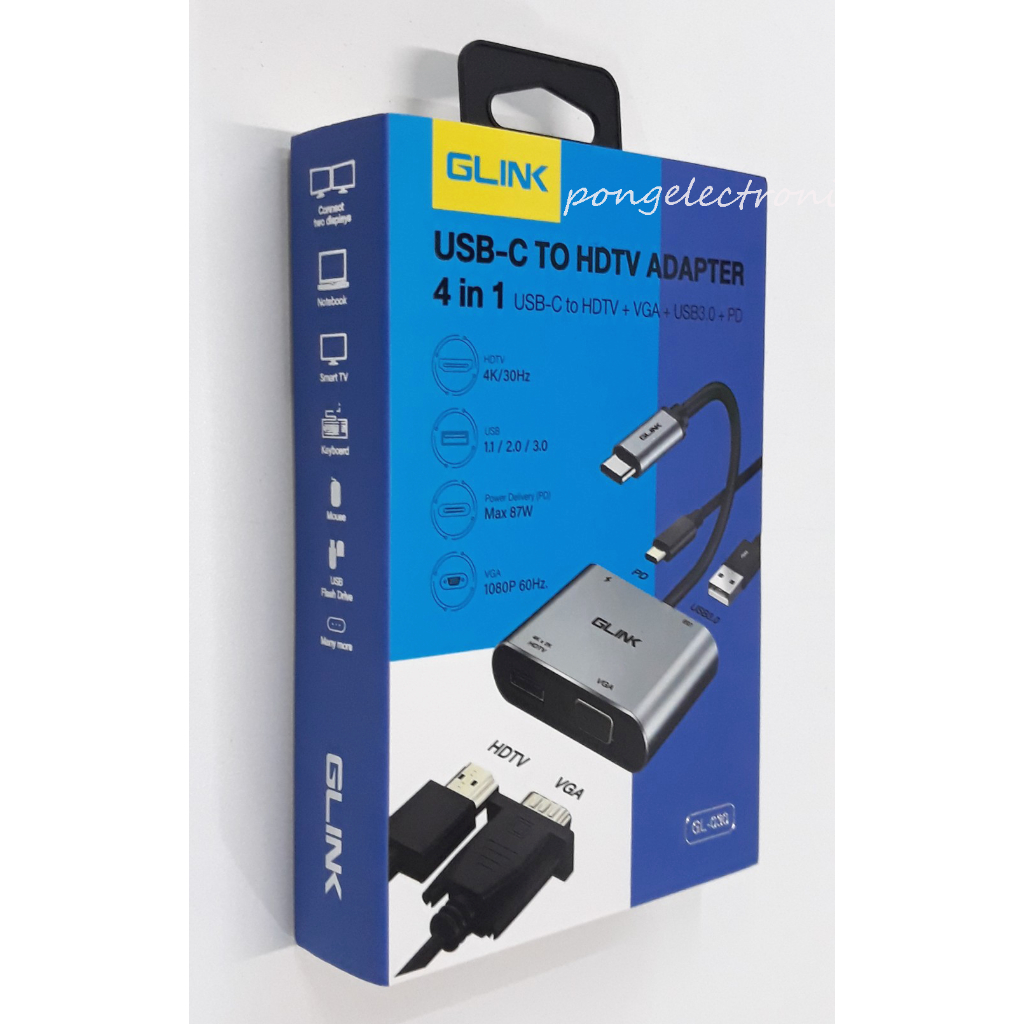 GLINK Type-C to HDMI / VGA/USB3.0/USB-C PD 87W 4 in1 GL-030 | Shopee ...