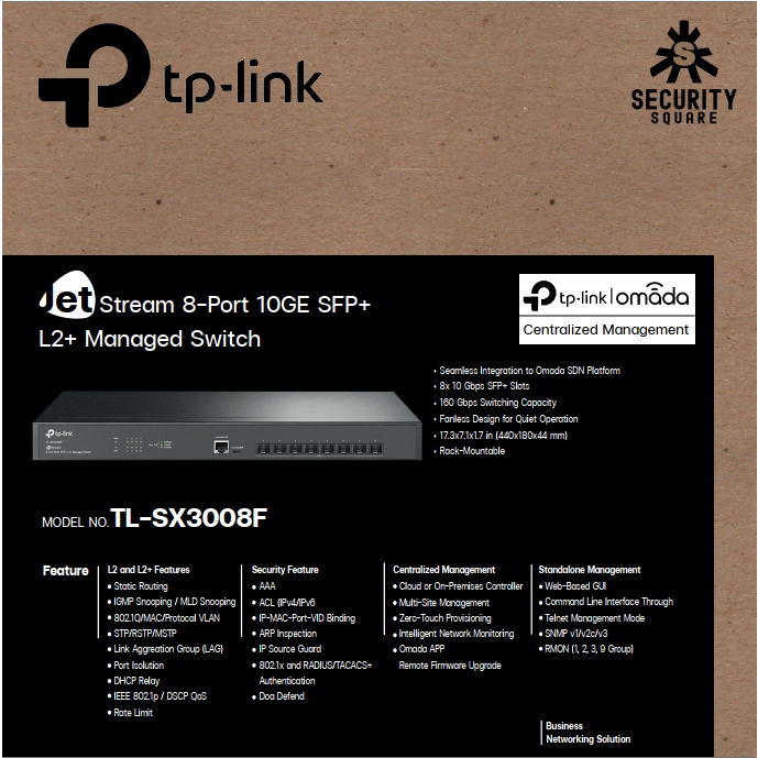 TP-LINK TL-SX3008F JetStream 8-Port 10GE SFP+ L2+ Managed Switch ...