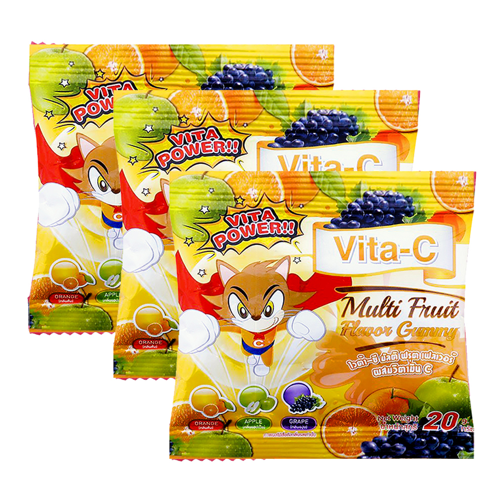 Vita-C Multi Fruit Gummy (20g) วิตามินซีสำหรับรักษาภาวะขาดวิตามินซี ...