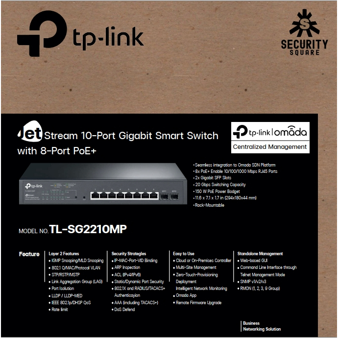 TP-LINK TL-SG2210MP JetStream 10-Port Gigabit Smart Switch with 8-Port ...