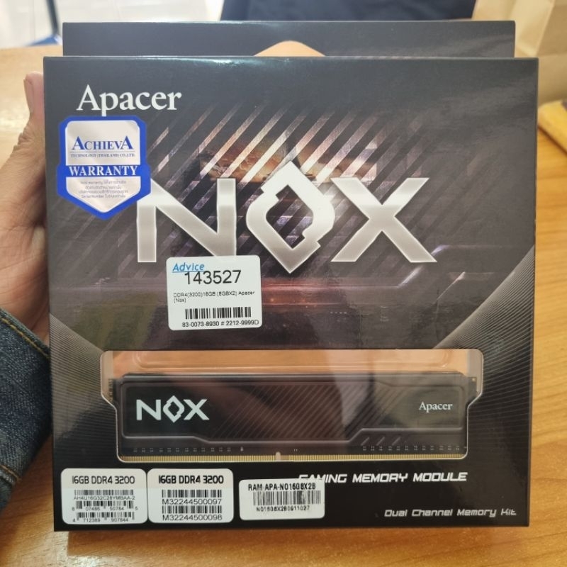 แรมพีซี RAM DDR4 APACER NOX GAMING MEMORY 16GB (8x2) BUS 3200 มือ1 | Shopee Thailand