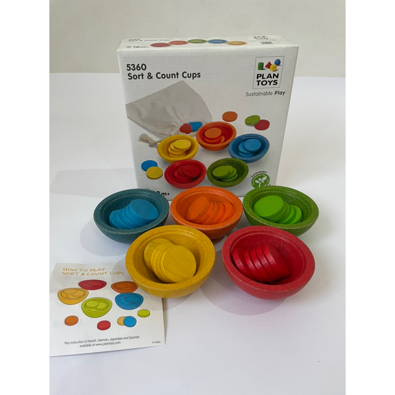 ส่งต่อ PlanToys Sort & Count Cups 5360 ชุดถ้วยฝึกนับ มือสอง ของเล่นไม้ แพลนทอยส์ | Shopee Thailand