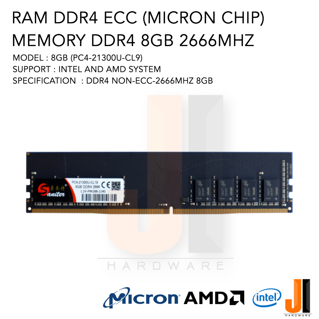 RAM DDR4 2666 Mhz 8 GB (Micron Chip) (ของใหม่สภาพดีมีการรับประกัน ...