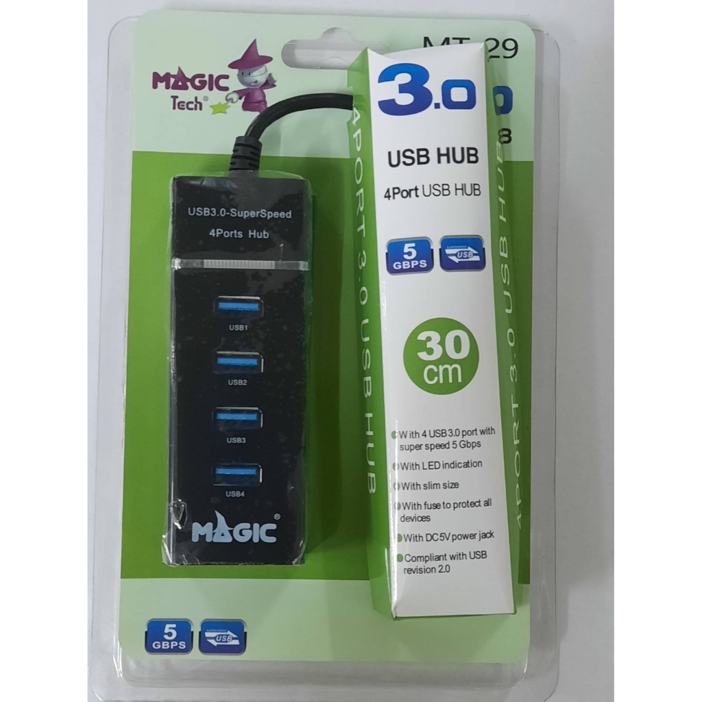 MAGIC TECH 4 Port USB HUB v3.0 MAGIC TECH MT29 LED indication Slim size | Shopee Thailand