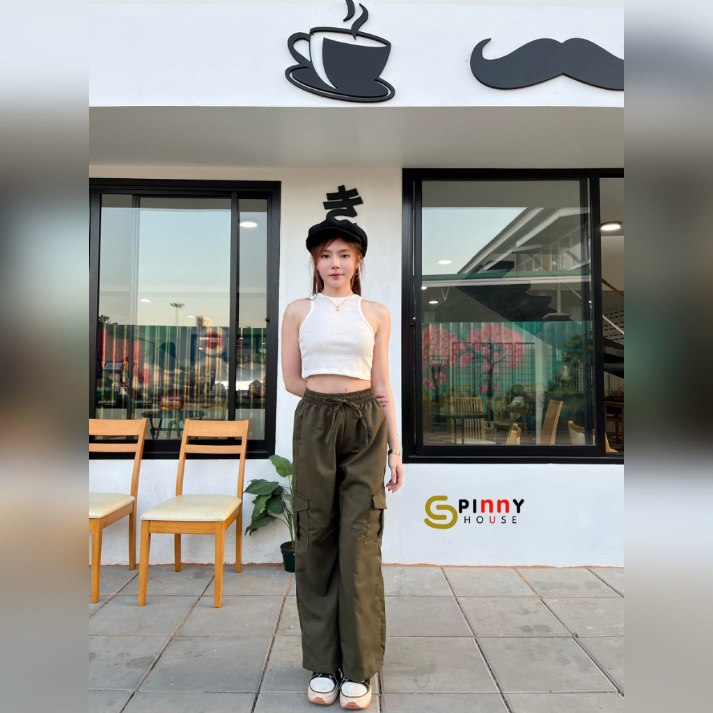 🌈 SpinnyHouse 🌈 กางเกงคาร์โก้ ขากระบอก ผ้าไมโครเนื้อดี💛งานสวย แมชง่าย ดีเทลกระเป๋าข้าง สไตล์ ...