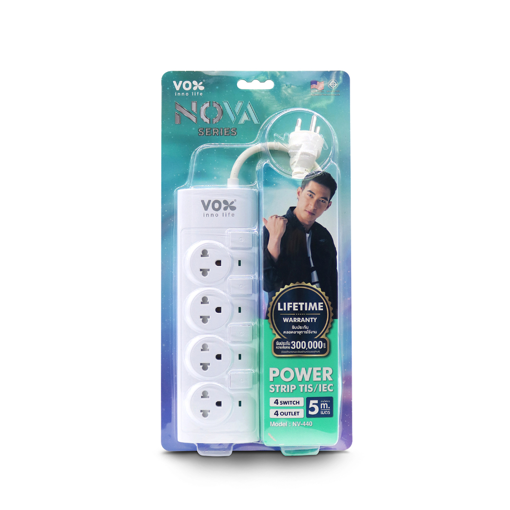 ปลั๊กโนว่า รุ่น NV-440 : 4 สวิตช์ 4 ช่องเสียบ (5 เมตร) | Shopee Thailand